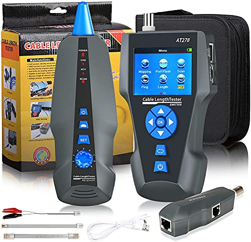 NOYAFA Network Cable Tester,AT278 TDR Multi-functional LCD Tracker For RJ45, RJ11, BNC, Metal Cable,PING/POE NF-8601S