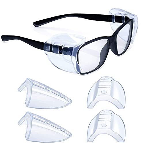 KMDJG 2 Pairs Glasses Side Shields,Slip on Clear Side Shields, Fits Medium to Large Eyeglasses