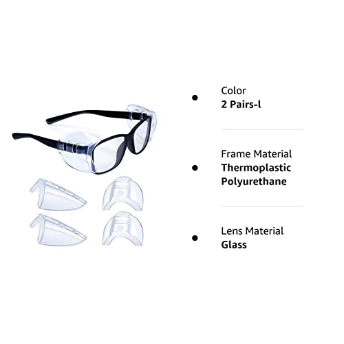 KMDJG 2 Pairs Glasses Side Shields,Slip on Clear Side Shields, Fits Medium to Large Eyeglasses