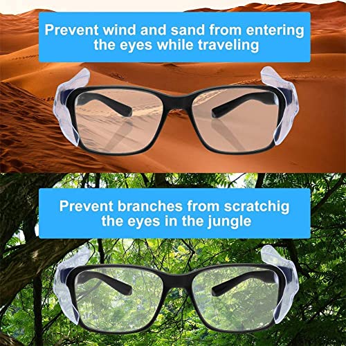 KMDJG 2 Pairs Glasses Side Shields,Slip on Clear Side Shields, Fits Medium to Large Eyeglasses