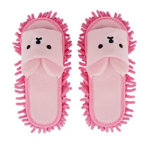 liitrton 1 pair washable mop slippers shoes microfiber chenille reusable dust dirt hair cleaner for office house polishing cleaning (pink)