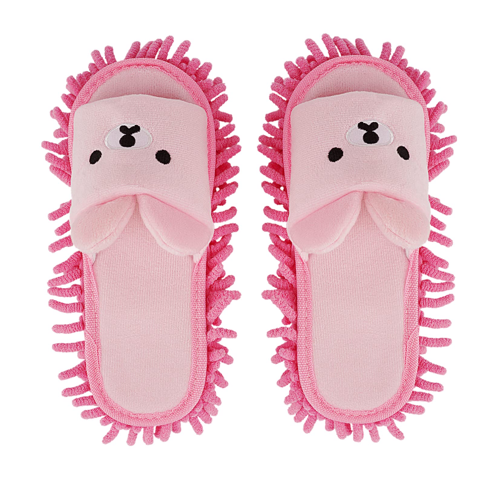 Liitrton 1 Pair Washable Mop Slippers Shoes Microfiber Chenille Reusable Dust Dirt Hair Cleaner for Office House Polishing Cleaning (Pink)