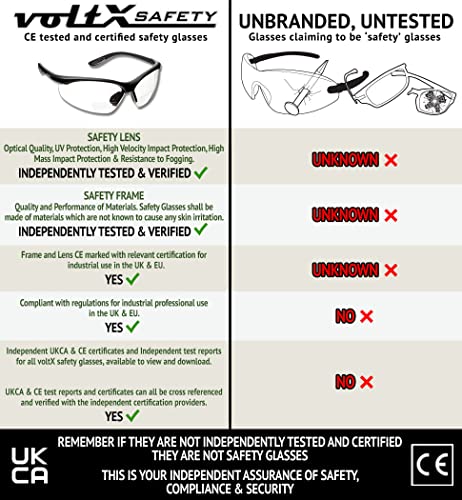 voltX 'CONSTRUCTOR' BIFOCAL Reading Safety Glasses (CLEAR +3.5 Dioptre) ANSI Z87.1+ & CE EN166F, certified/Cycling Sports Glasses includes safety cord + UV400 anti fog coated lens