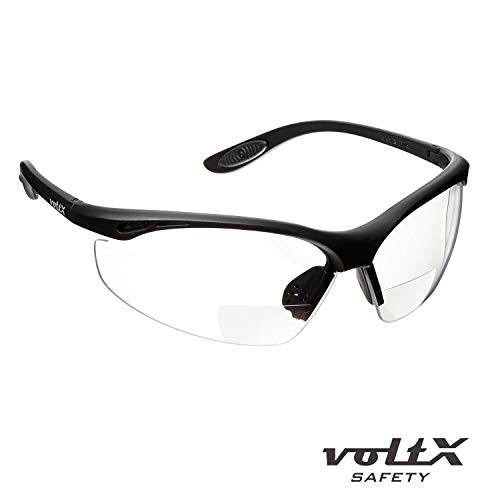 voltX 'CONSTRUCTOR' BIFOCAL Reading Safety Glasses (CLEAR +3.5 Dioptre) ANSI Z87.1+ & CE EN166F, certified/Cycling Sports Glasses includes safety cord + UV400 anti fog coated lens