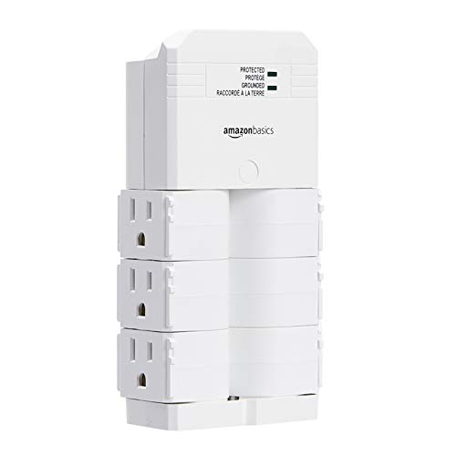 Amazon Basics Rotating 6-Outlet Surge Protector Wall Mount, 1080 Joules, White