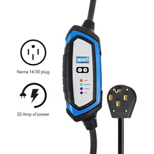 Lectron NEMA 14-50 Level 2 EV Charger - 240V 32 Amp with 21 ft Extension Cord & J1772 Cable - for J1772 EVs…