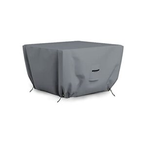 covers & all square fire pit cover 12 oz heavy duty pvc coating waterproof outdoor patio furniture table cover with air pockets & drawstring for snug fit. (36" l x 36" w x 12" h, grey)