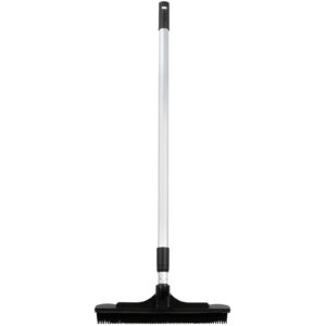 forpro professional collection extendable salon broom, non-scratch rubber bristles, aluminum handle adjustable to 51.5”, ideal for pet hair, lint, dust, dirt, black