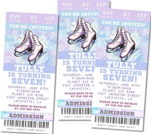 ice skating birthday party ticket invitations