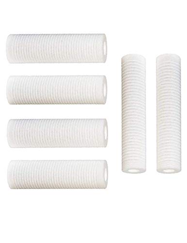 CFS – 6 Pack Grooved Sediment Melt Blown Water Filter Cartridges Compatible with Aqua-Pure AP110, WHCF-GD05, Watts FPMBG-5-975 Model – Whole House Replacement Filter Cartridge – 5-Micron – 10" x 2.5"