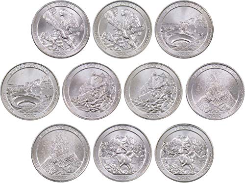 2012 P&D National Park Quarter 10 Coin Set Uncirculated Mint State 25c