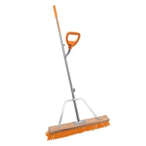 ergie systems erg-pshb24 steel shaft impact resistant indoor/outdoor push broom, 56-inch shaft, 24-inch broom, w/patented ergonomic second handle