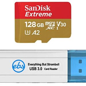 SanDisk 128GB Memory Card Extreme Works with Gopro Hero 7 Black, Silver, Hero7 White UHS-1 U3 A2 Micro SDXC Bundle with Everything But Stromboli 3.0 Micro/SD Card Reader