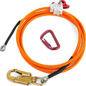 happybuy steel wire core flip line kit 1/2" x 8' wire core flipline with triple lock carabiner and steel swivel snap wire core flipline system for arborists climbers tree climbers