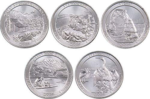 2014 D National Park Quarter 5 Coin Set Uncirculated Mint State 25c Collectible