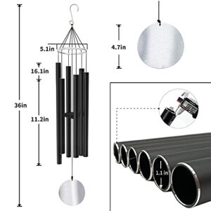 ASTARIN Wind Chimes Outdoor Large Deep Tone,36Inch Large Wind Chimes for Outside Tuned Relaxing Soothing Low Bass,Memorial Wind Chimes Sympathy for Mom Dad,Black(A Free Card)