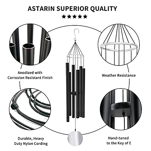 ASTARIN Wind Chimes Outdoor Large Deep Tone,36Inch Large Wind Chimes for Outside Tuned Relaxing Soothing Low Bass,Memorial Wind Chimes Sympathy for Mom Dad,Black(A Free Card)