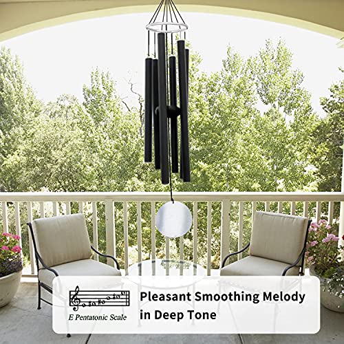 ASTARIN Wind Chimes Outdoor Large Deep Tone,36Inch Large Wind Chimes for Outside Tuned Relaxing Soothing Low Bass,Memorial Wind Chimes Sympathy for Mom Dad,Black(A Free Card)