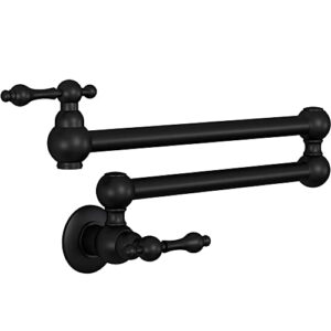 ayivg brass single hole two handle pot filler folding faucet (black)