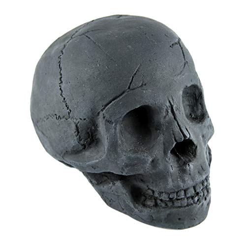 Myard Fireproof Imitated Human Fire Pit Skull Gas Log for NG, LP Wood Fireplace, Firepit, Campfire, Halloween Decor, BBQ (Black - Adult, One Piece)