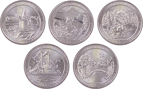 2011 D National Park Quarter 5 Coin Set Uncirculated Mint State 25c Collectible