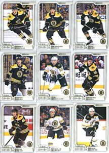 2018-19 o-pee-chee hockey boston bruins team set of 19 cards: david pastrnak(#11), tuukka rask(#35), sean kuraly(#64), brad marchand(#70), patrice bergeron(#102), torey krug(#149), danton heinen(#172), riley nash(#193), jake debrusk(#222), david krejci(#2