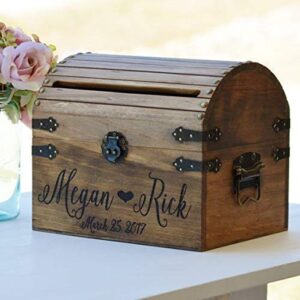 Personalized Wedding Card Box Wood Wedding Card Box with Slot Option 5th Anniversary Gift Wedding Memory Chest Custom Keepsake Trunk