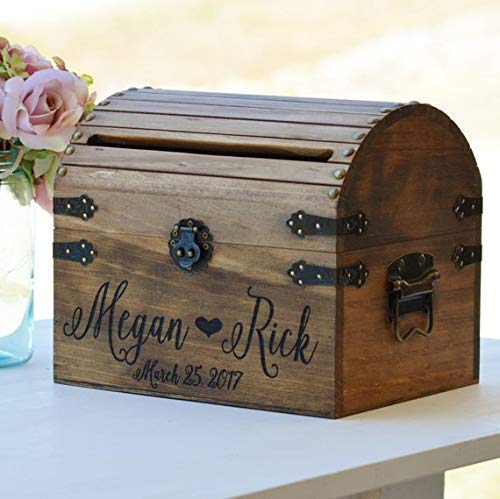 Personalized Wedding Card Box Wood Wedding Card Box with Slot Option 5th Anniversary Gift Wedding Memory Chest Custom Keepsake Trunk