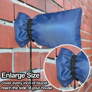 Enlarge Outdoor Faucet Cover for Winter Freeze Protection, 3M Thinsulate, 10”H x 6.3”W Hose Bib Covers for Wall Taps Outside, Waterproof & Frost Free Insulated Spigot Cover, 2 Pcs Faucet Socks - Blue