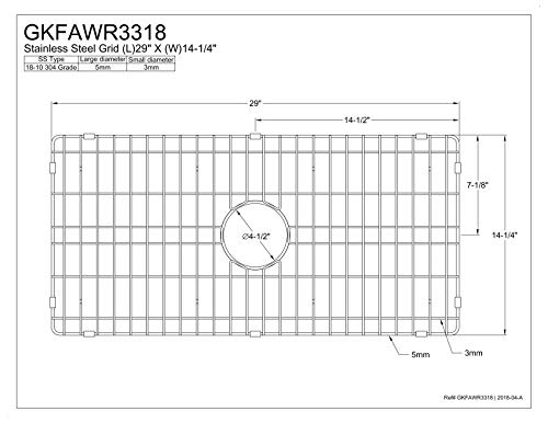 Kingston Brass Gourmetier GKFAWR3318 Arcticstone 29'X14' Kitchen Sink Grid, Stainless Steel