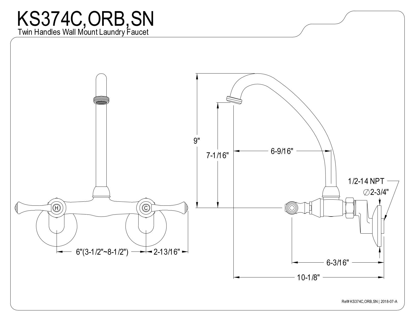 Kingston Brass KS374C Kingston Laundry Faucet, Polished Chrome