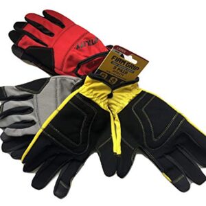 Tough Working Gloves, 3 Pair Utility, Red, Gray, Yellow