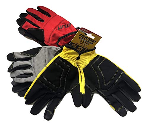 Tough Working Gloves, 3 Pair Utility, Red, Gray, Yellow