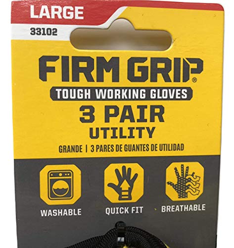 Tough Working Gloves, 3 Pair Utility, Red, Gray, Yellow