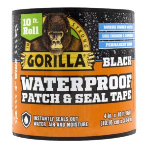 gorilla waterproof patch & seal tape 4" x 10' black, (pack of 1)