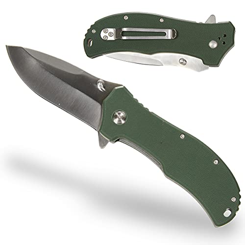 USA Knifemaker MKS Liner Lock K1313 Flipper Knife Kit - 440C Stonewashed Blade Finish - OD Green G10 Scales