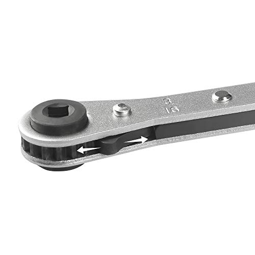 raddar Refrigeration Ratchet Wrench - Best for HVAC Service. Smooth Ratcheting Action and Strong Gear. 4 Different Sizes - 1/4" x 3/16" Square x 3/8" x 5/16" Square.