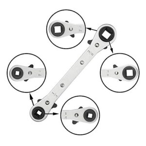 raddar Refrigeration Ratchet Wrench - Best for HVAC Service. Smooth Ratcheting Action and Strong Gear. 4 Different Sizes - 1/4" x 3/16" Square x 3/8" x 5/16" Square.