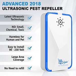 Silent Ninja Ultrasonic Pest Repellent | Mosquito Plug in Pest Control | Electronic Mouse Deterrent | Pack of 2 White Electronic High Frequency Professional Pest Control Advanced Ultrasonic Repeller