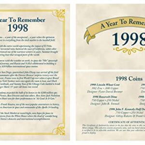 1998 Year To Remember Birthday Anniversary US Penny, Nickel, Dime, Quarter, Half Dollar Box Set Circulated