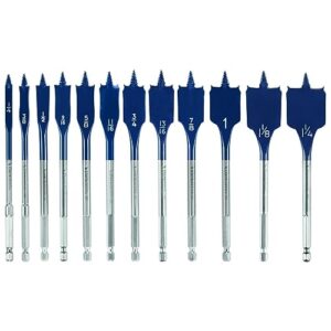 bosch dsb5012 12-piece assorted set daredevil spade bits, 1/4 in. hex shank ideal for fast drilling applications in wood