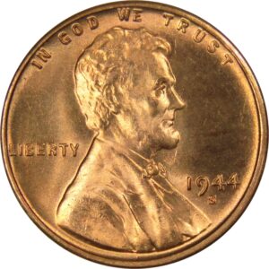 1944 s lincoln wheat cent bu uncirculated mint state bronze penny 1c coin