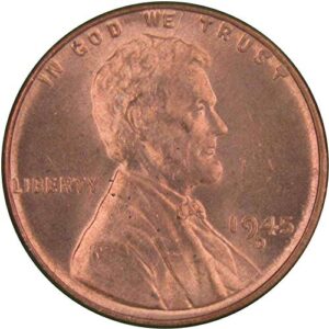 1945 d lincoln wheat cent bu uncirculated mint state bronze penny 1c coin