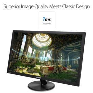 ASUS 21.5 inch Ultra Slim Gaming Computer Monitor - Full HD 1920x1080, 1ms Response Time, Built-in Speakers, HDMI Port, VGA Port - VP228HE