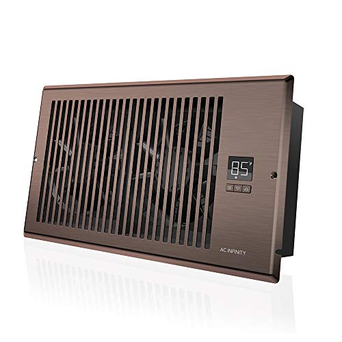 AC Infinity AIRTAP T6, Quiet Register Booster Fan with Thermostat 10-Speed Control, Heating Cooling AC Vent, Fits 6” x 12” Register Holes, Bronze