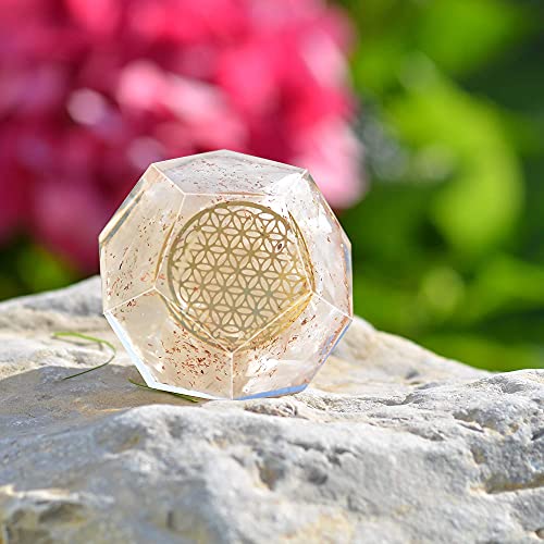 Orgonite Crystal – Aura Healing E-Energy Protection Selenite Orgone Energy generator Dodecahedron Crystal for – Healing Chakra Entity Protection Meditation Tool