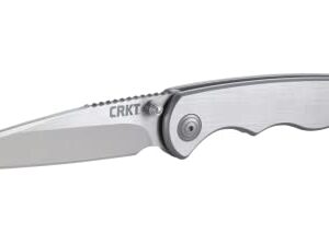 CRKT Flat Out EDC Folding Pocket Knife: Everyday Carry, Satin Blade, Assisted Open, Frame Lock, Stainless Steel Handle, Deep Carry Pocket Clip 7016