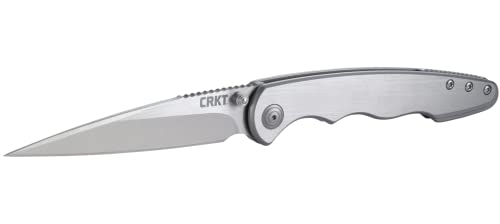 CRKT Flat Out EDC Folding Pocket Knife: Everyday Carry, Satin Blade, Assisted Open, Frame Lock, Stainless Steel Handle, Deep Carry Pocket Clip 7016