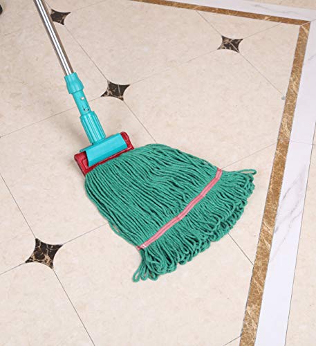 Loop-End Mop Heads Refill Cotton/Synthetic Large Size, for Home Commercial, and Industrial Use 18-Inch, Green 4-Pack