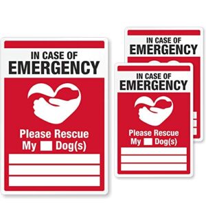 smartsign “in case of emergency please rescue my dogs" pet rescue decal set | two 2.75" x 4" & one 3.75" x 5.5" engineer grade reflective adhesive labels